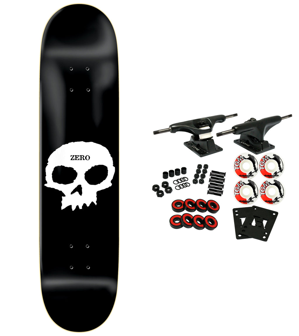 Zero Skateboard Complete Single Skull Logo Black/White 8.375" – TGM Skateboards