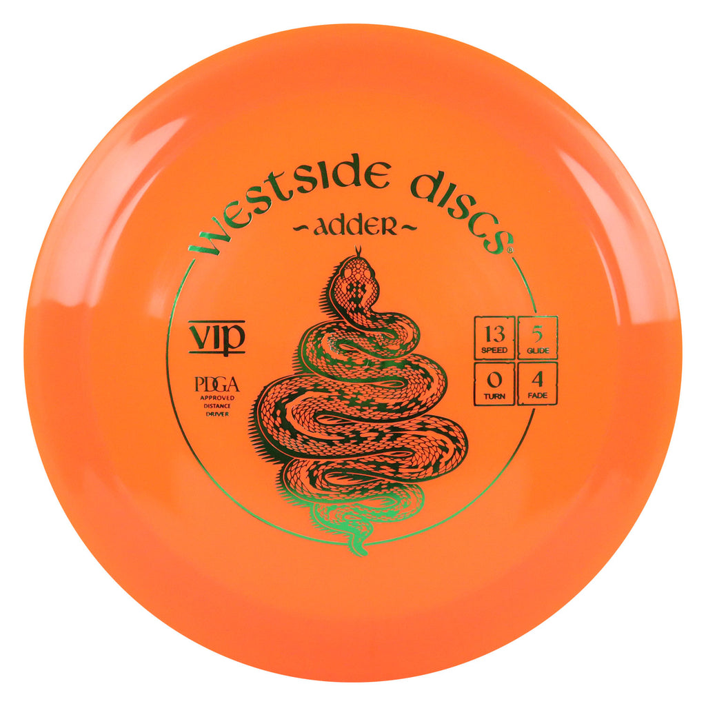 Westside Disc Golf VIP Adder Distance Driver 13/5/0/4 Orange/Green 173 – TGM Skateboards