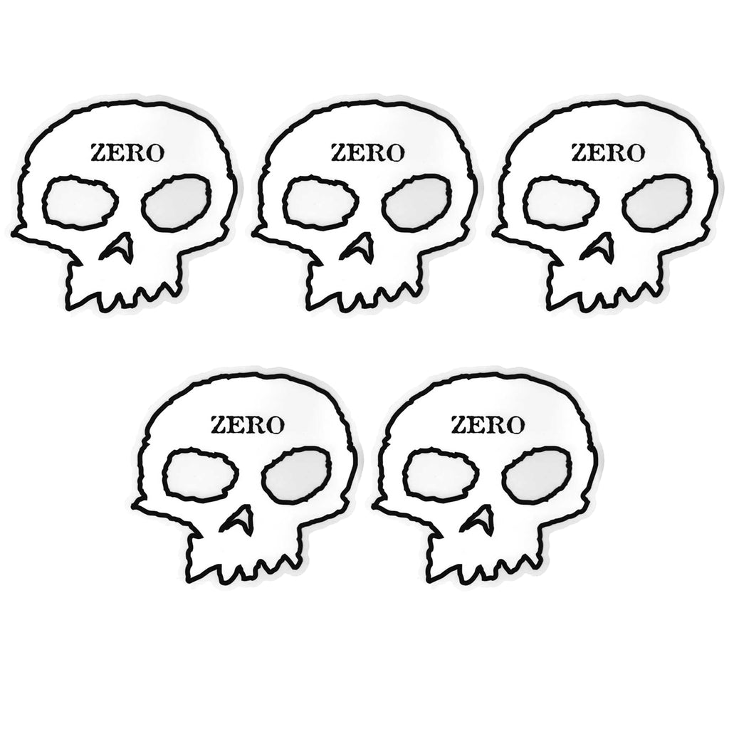 Zero Skateboard Stickers Skull Logo Clear/White 4.5" x 4" 5-Pack – TGM ...