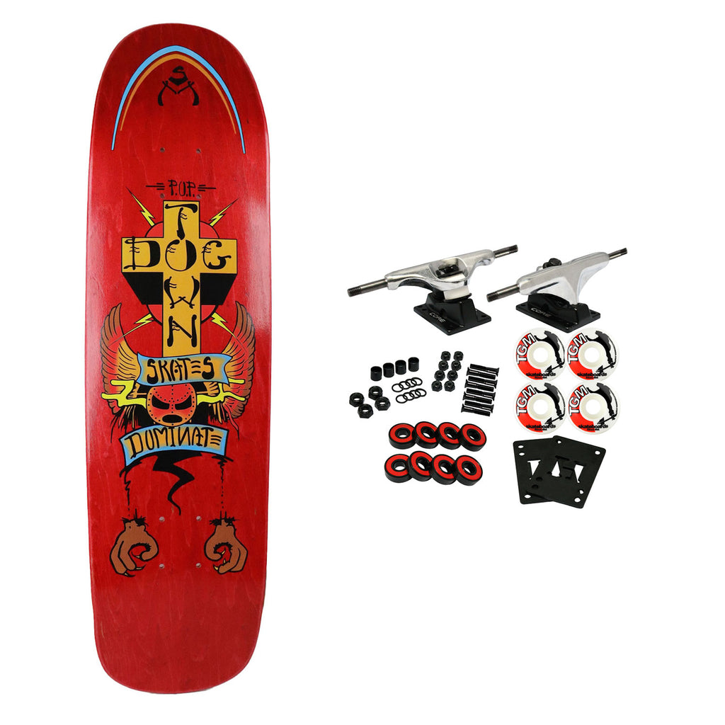 Dogtown Skateboard Complete Dominate Pool Shape Red 8.375" x 32.075 ...