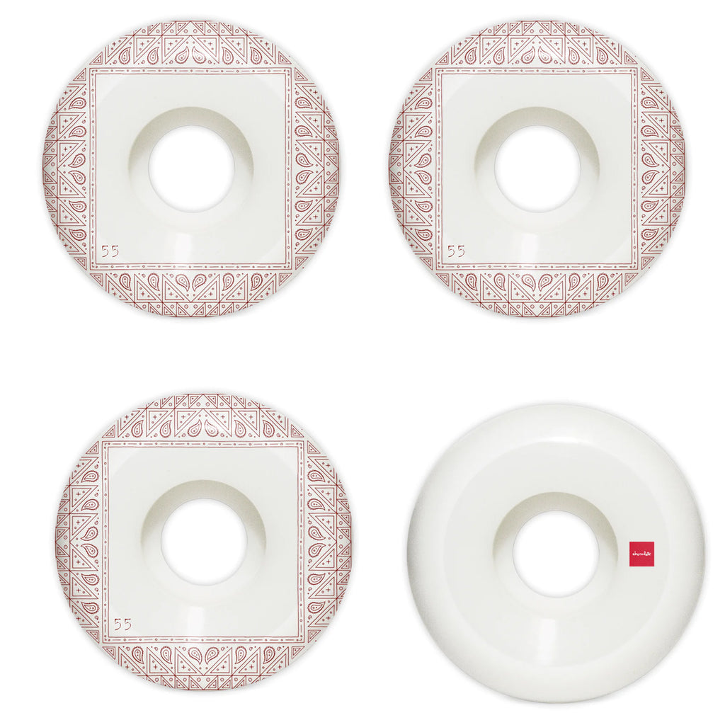 Chocolate Skateboard Wheels 55mm 99A Bandana Conical White/Red – TGM ...