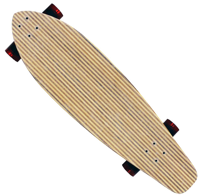 BAMBOO LONGBOARD Kicktail Cruiser Skateboard UPGRADED WITH RANDAL TRUC ...