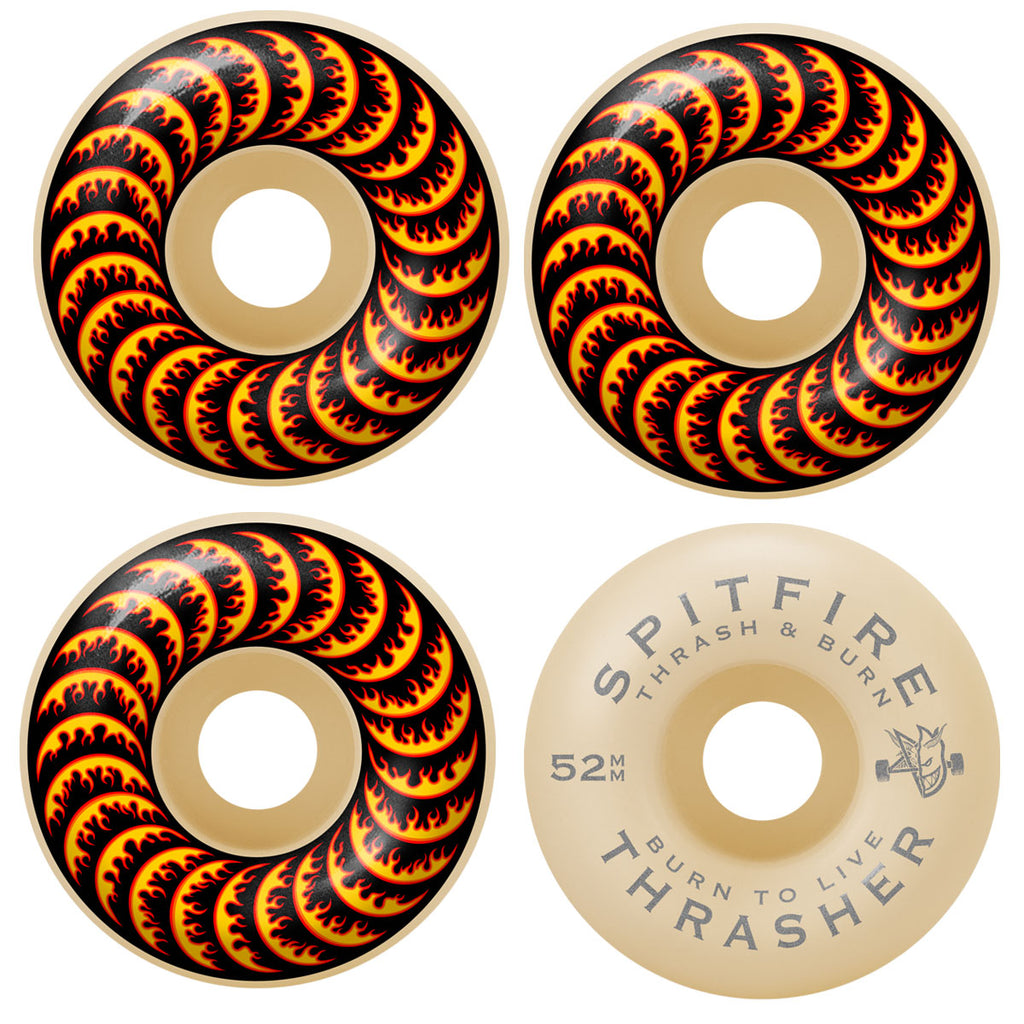 Spitfire Skateboard Wheels 52mm F4 99A Thrasher Flame Classic Natural ...