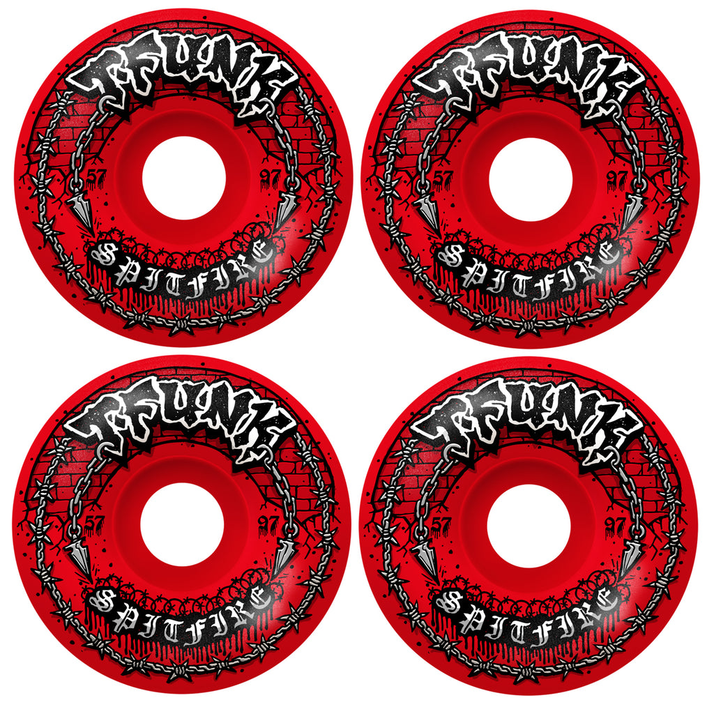 Spitfire Skateboard Wheels 57mm F4 97A T-Funk Raw Radial Full Red – TGM ...