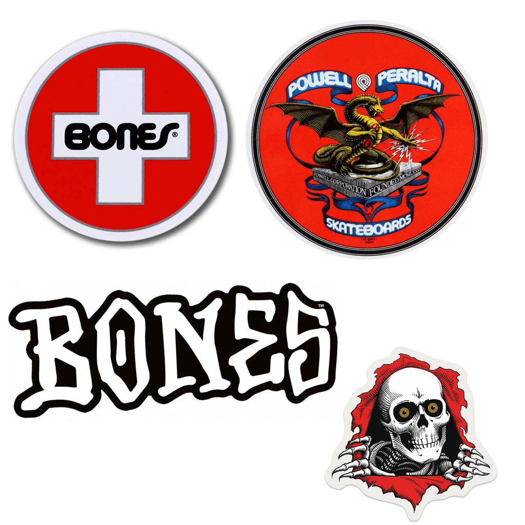 4-Pack Skateboard Stickers - Bones, Powell Peralta – TGM Skateboards
