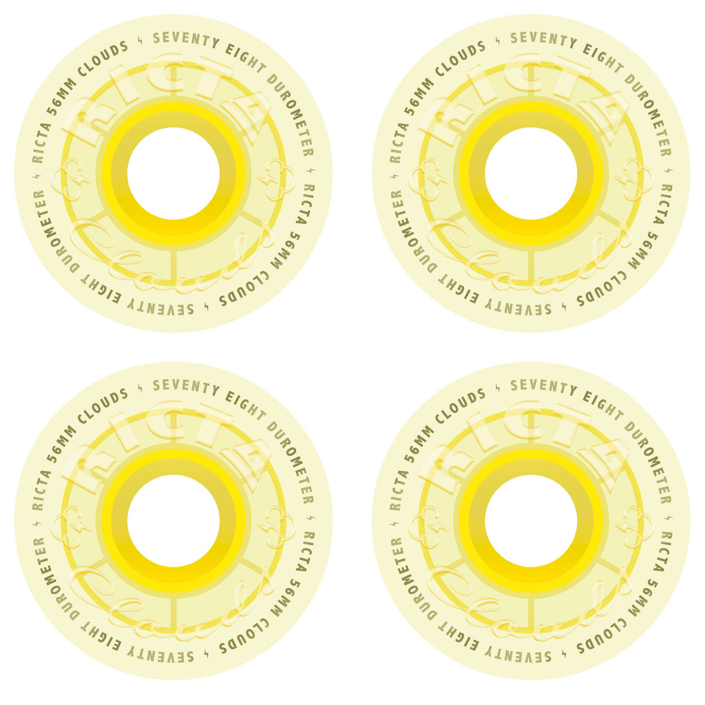 Ricta Skateboard Wheels 56mm Hi Vis Clouds 78A Yellow Soft – TGM ...