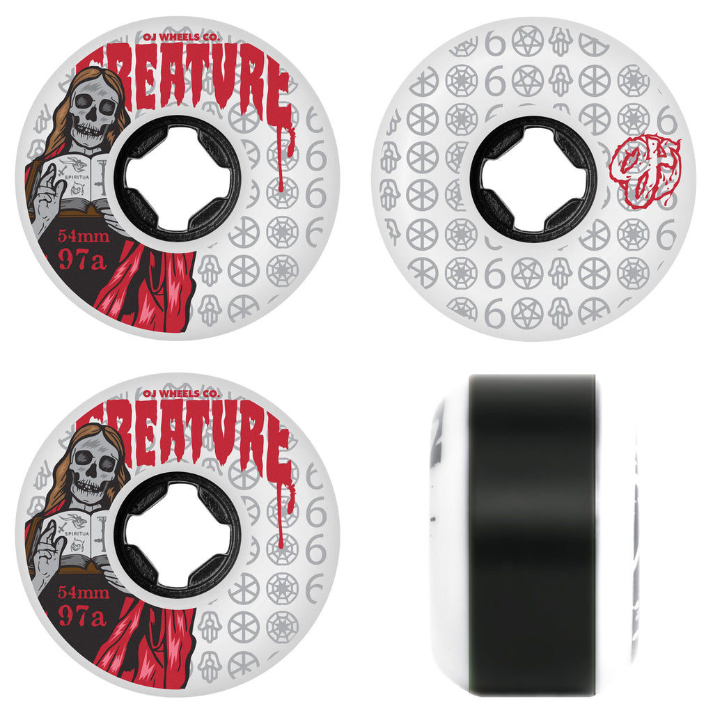 OJ Skateboard Wheels 54mm The Book Of OJ Bloodsuckers 97A Creature Whi ...