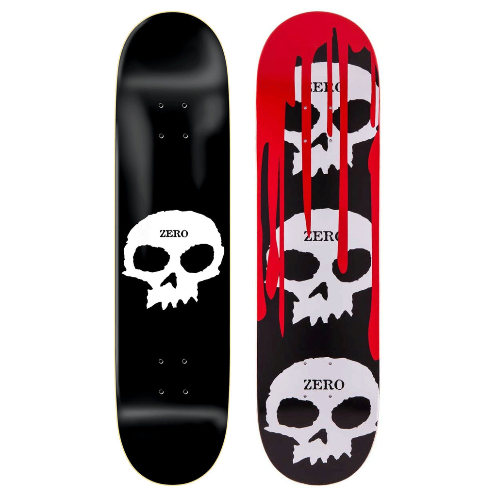 Zero Skateboard Deck 3 Skulls Blood & Single Skull Black 8.0" 2 Pack o ...