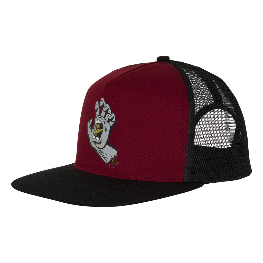 Santa Cruz Skateboard Hat Screaming Hand Mesh Trucker Burgundy/Grey/Go ...