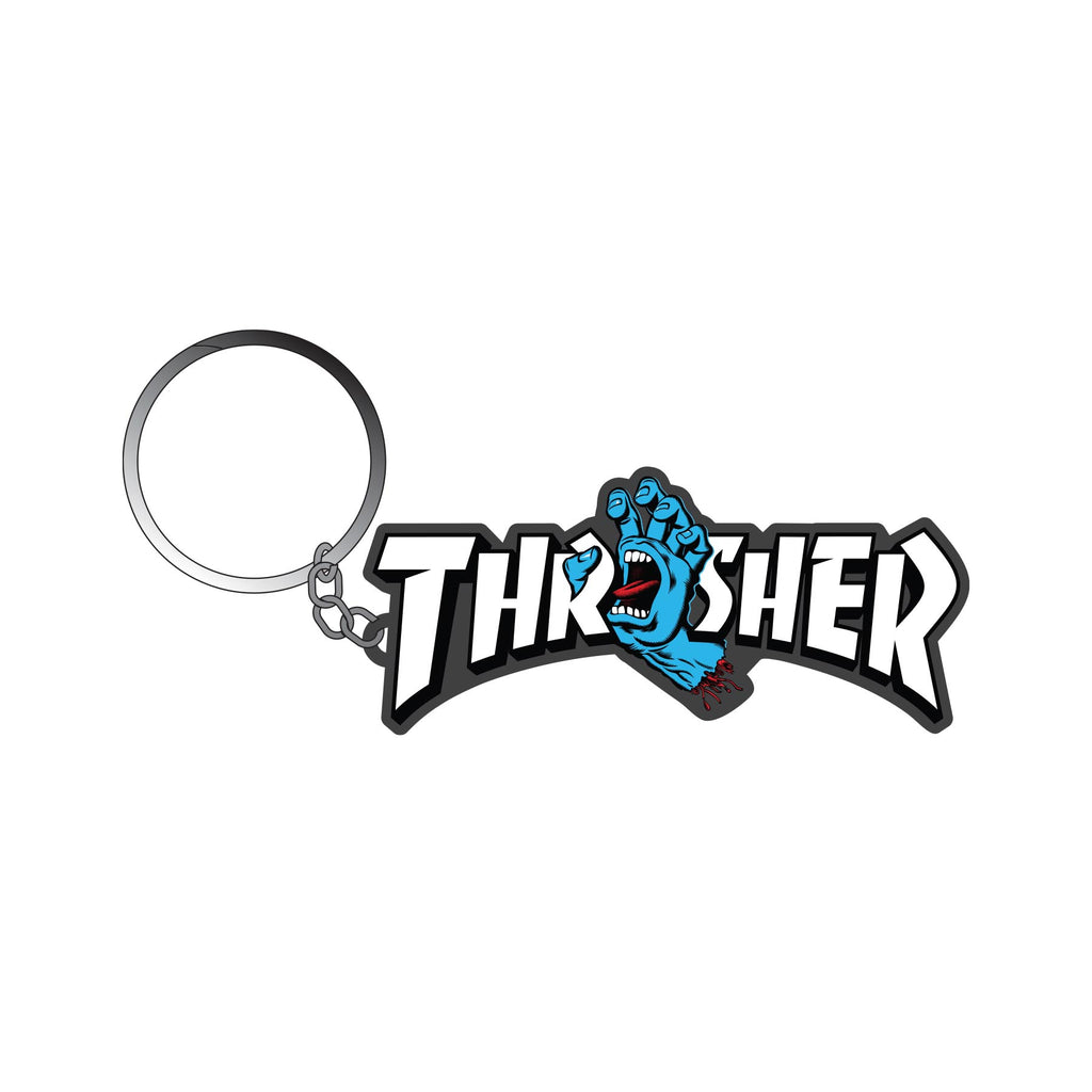 Santa Cruz Skateboards Keychain Thrasher Screaming Logo Black/Blue 3.5 ...