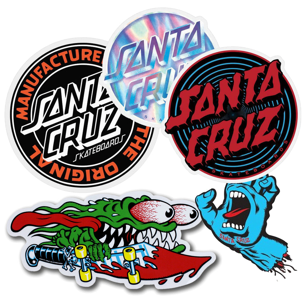 Santa Cruz Sticker 5 Pack Screaming Hand and Slasher – TGM Skateboards