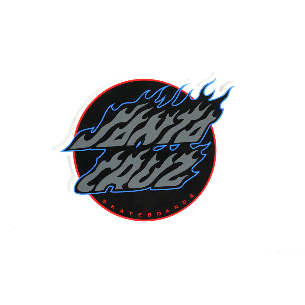 Santa Cruz Sticker Absent Flame Dot Blue/Red/Grey 4.75" – TGM Skateboards
