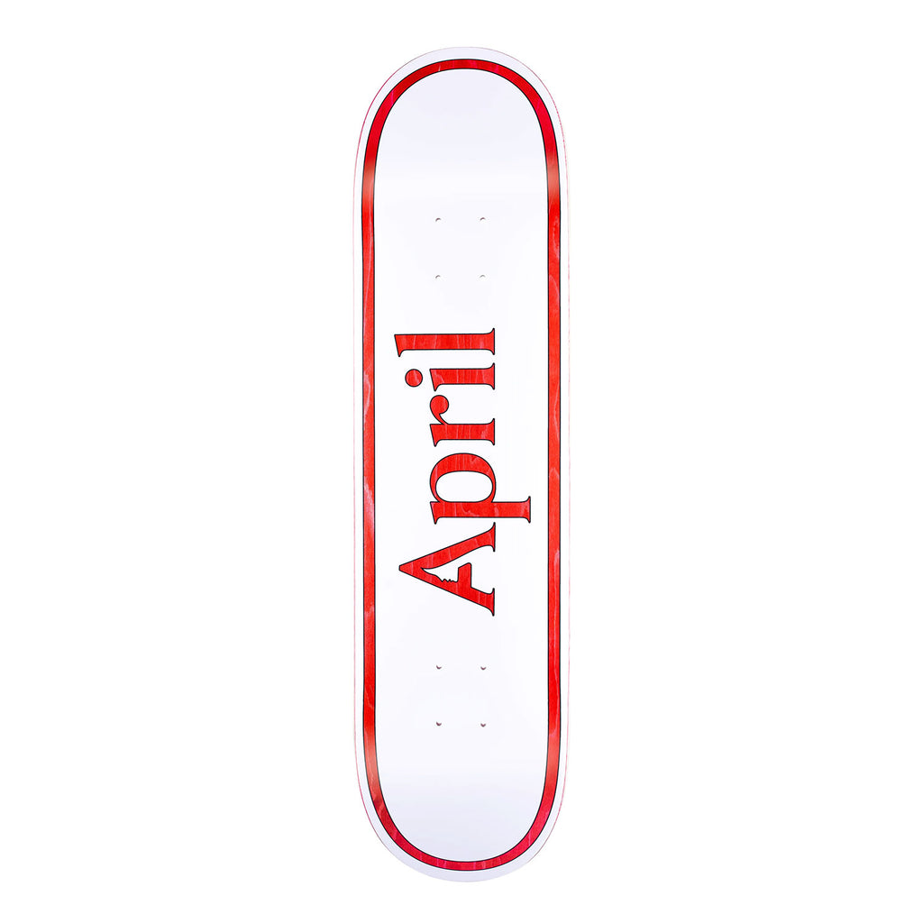 April Skateboard Deck OG Logo White/Red 8.25" x 31.92" – TGM Skateboards