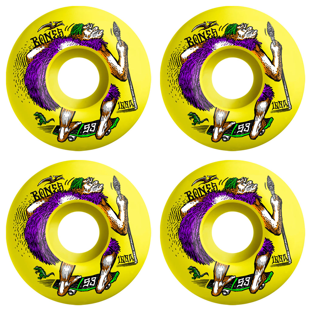Bones Skateboard Wheels 53mm Neonderthal Original V4 Wide 100A Yellow ...