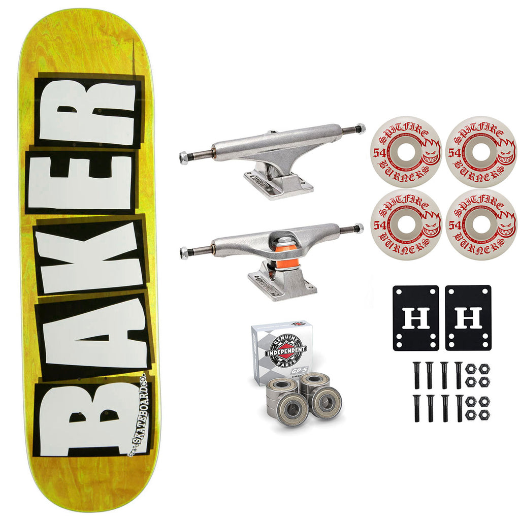 Baker Skateboard Stained Yellow B2 Shape 8.5" Independent Spitfire Pre ...
