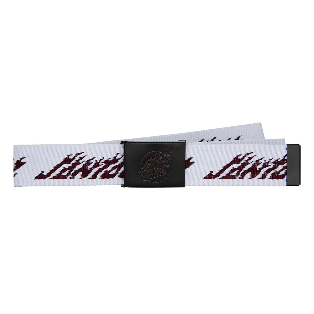 Santa Cruz Skateboard Belt Flame Dot Strip Web Belt White – TGM Skateboards