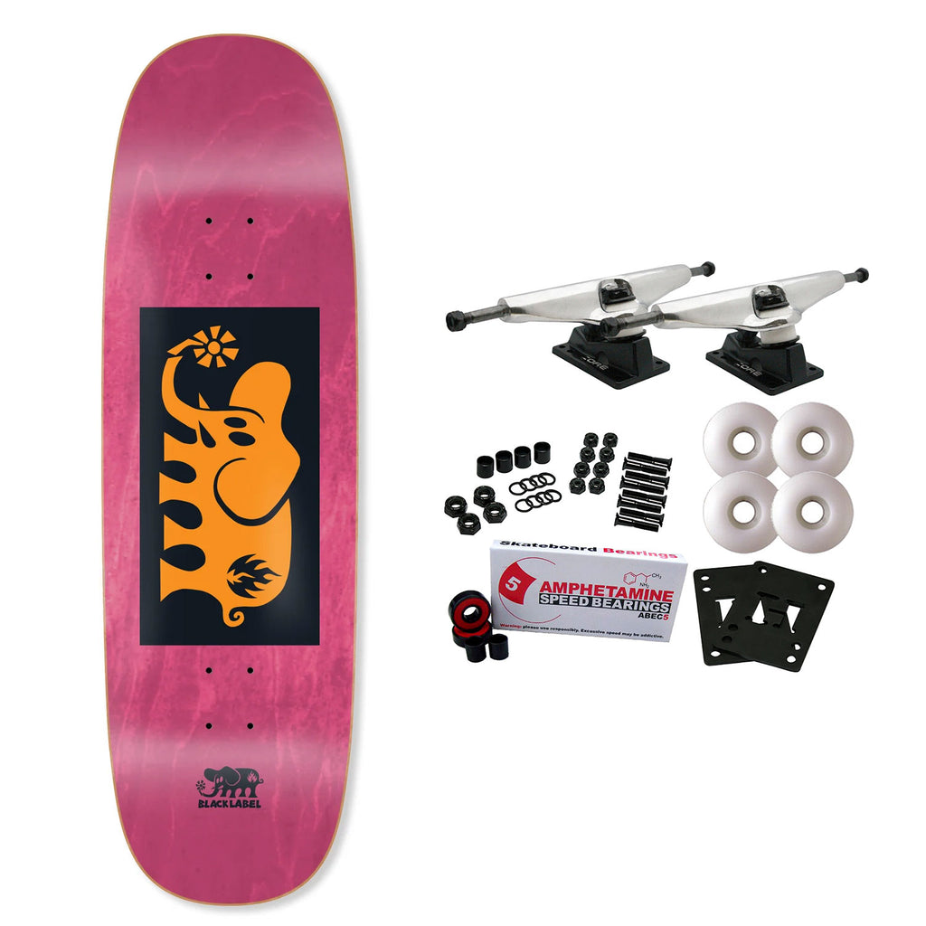 Black Label Skateboard Complete Elephant Block Tugboat Shaped 9.5" x 3 ...