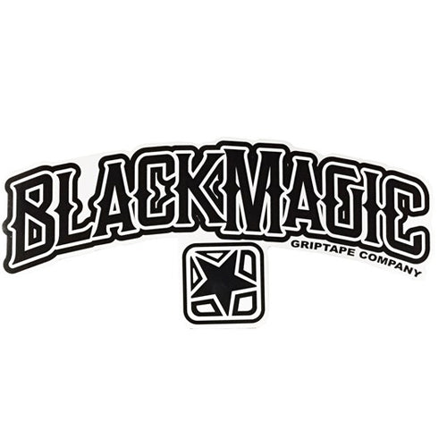 BLACK MAGIC Griptape Skateboard Sticker Black White Script 2.5" x 5.25 ...