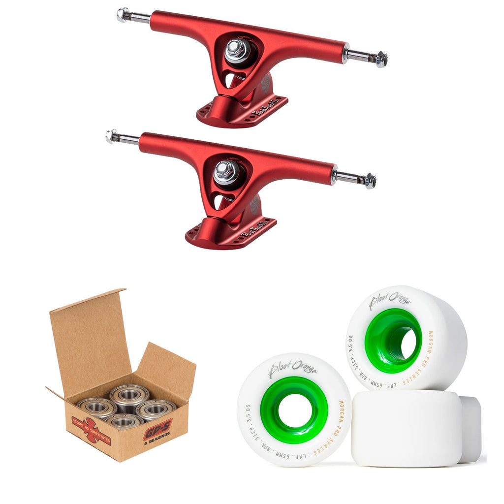 Paris Longboard Trucks Kit (Scarlet Red) With Blood Orange 65mm Wheels ...