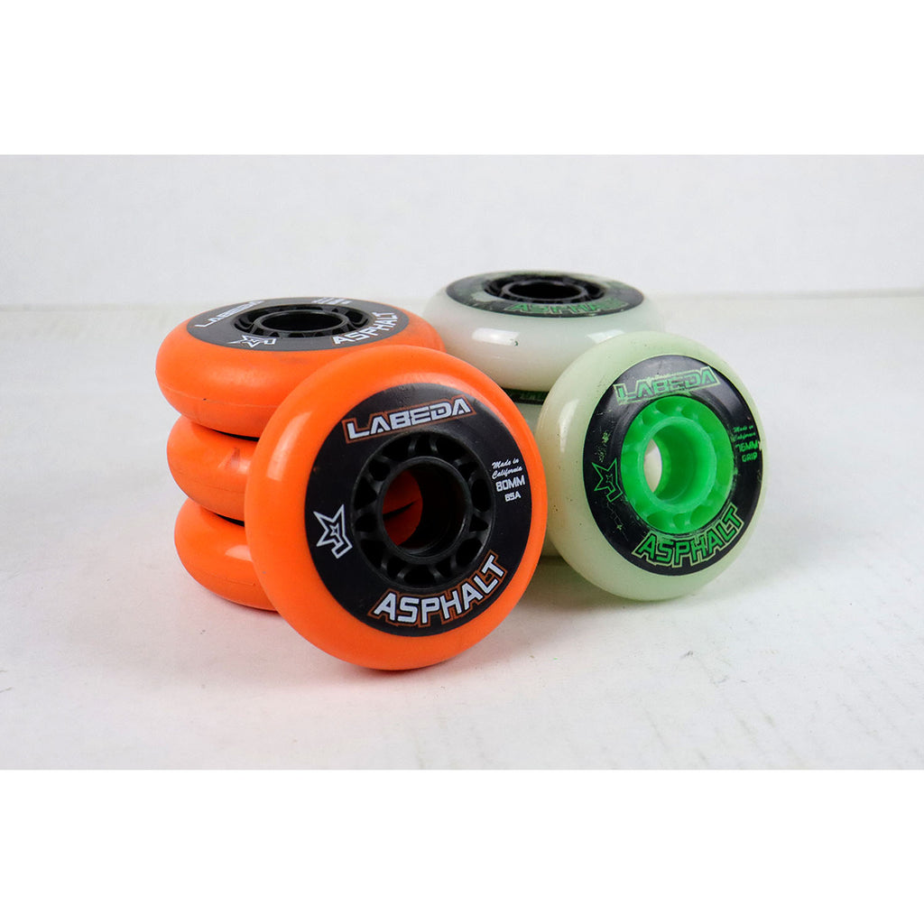 Blem Inline Hockey Wheels Labeda Asphalt 76mm/80mm Hilo White/Orange C ...