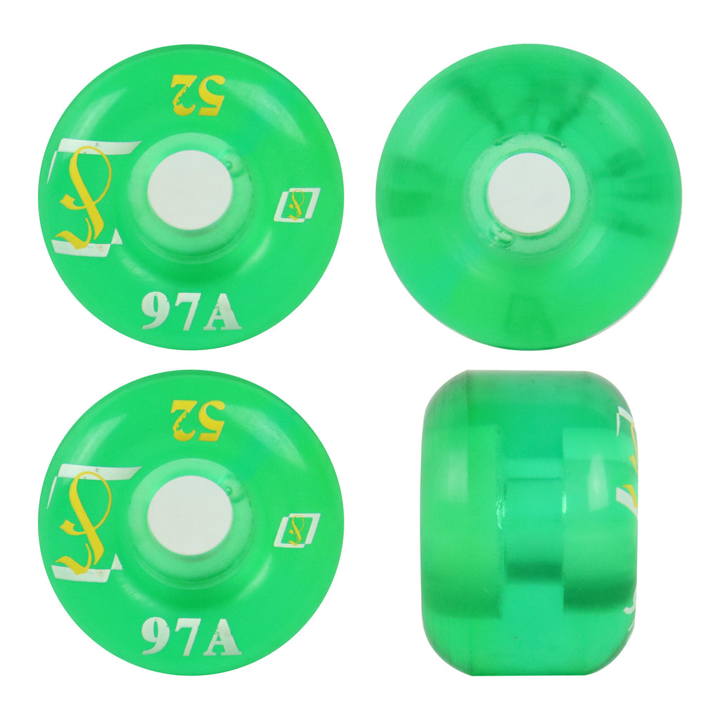 Printed Skateboard Wheels Soft Gel 97A Clear Green 52mm x 36mm – TGM ...