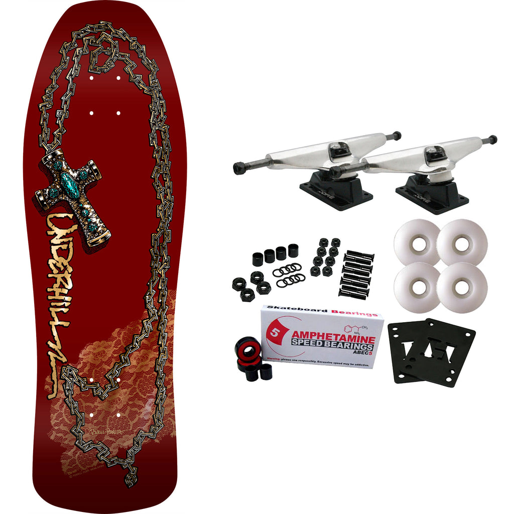 Powell Peralta Skateboard Complete Ray Underhill Cross Burgundy/Gold F ...