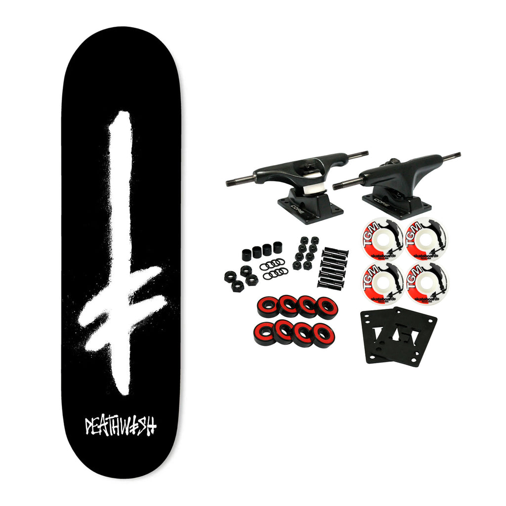 Deathwish Skateboard Complete Gang Spray Black/White 8.5" x 32" – TGM ...