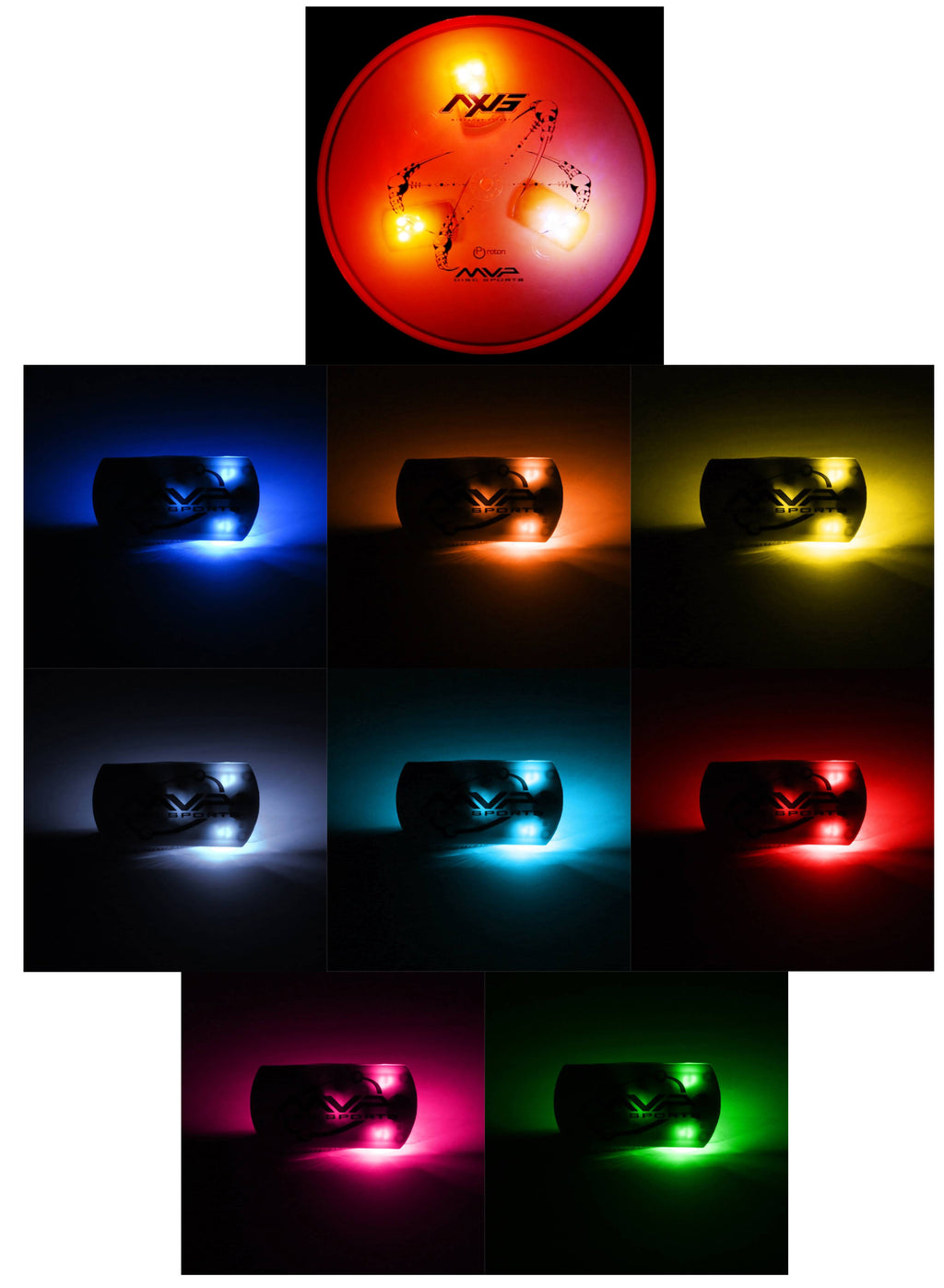 MVP Tri-Lit LED Lights for Night Disc Golf - Choose Color – TGM Skateboards
