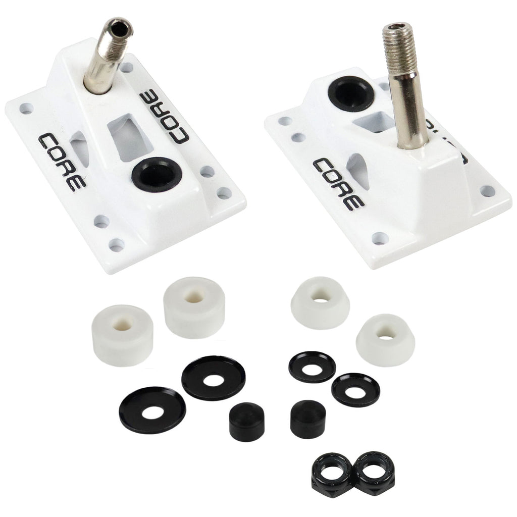Core Trucks 6-Hole Baseplates Hollow Kingpin White with 95A Bushings ...