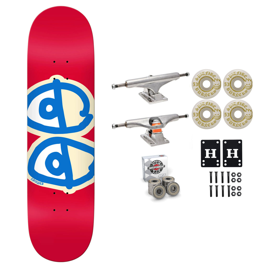 Krooked Skateboard Red 8.25" Independent Spitfire Premium Kit – TGM ...