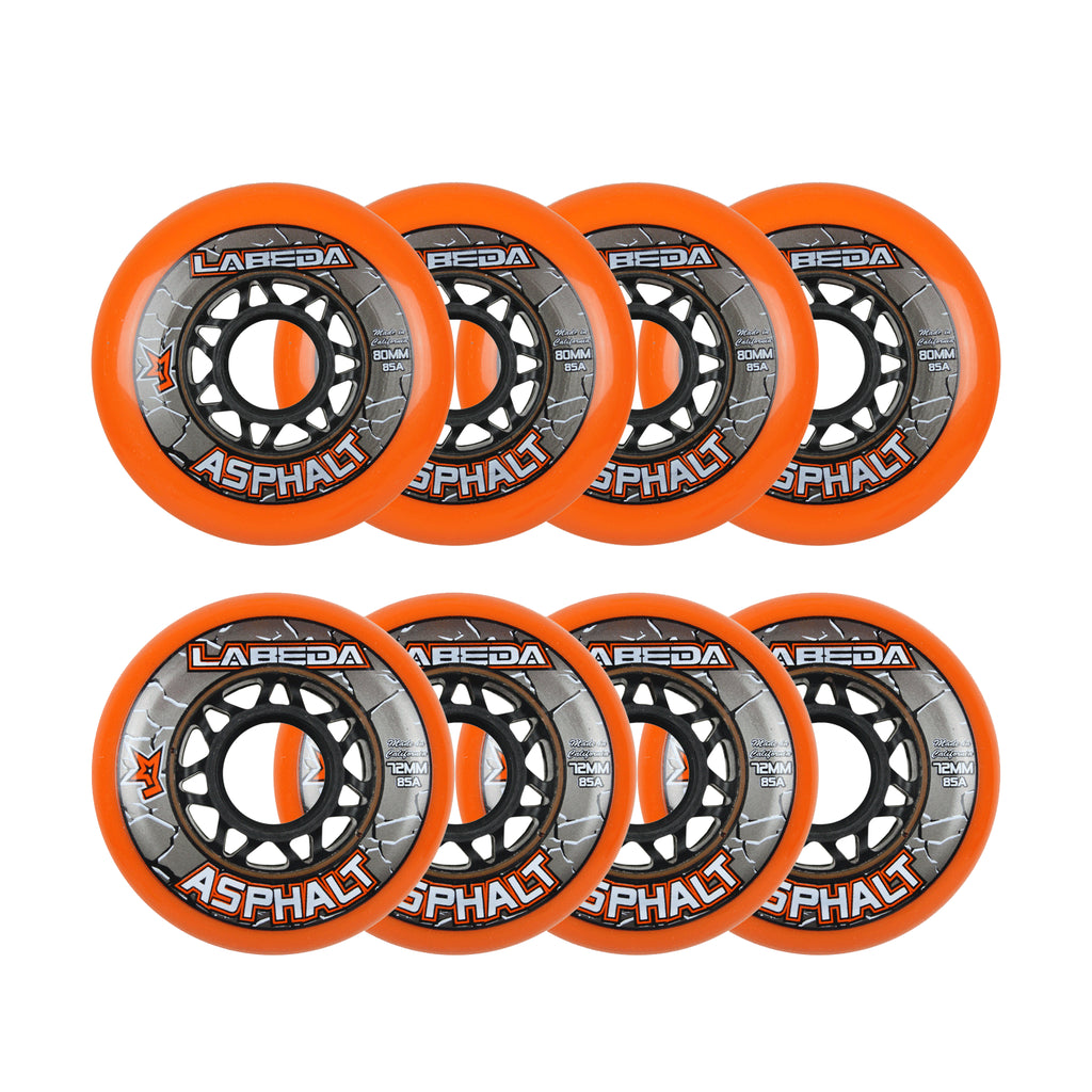 Labeda Roller Hockey Wheels - Asphalt Gripper 72/80 HiLo 85A Orange (8 ...
