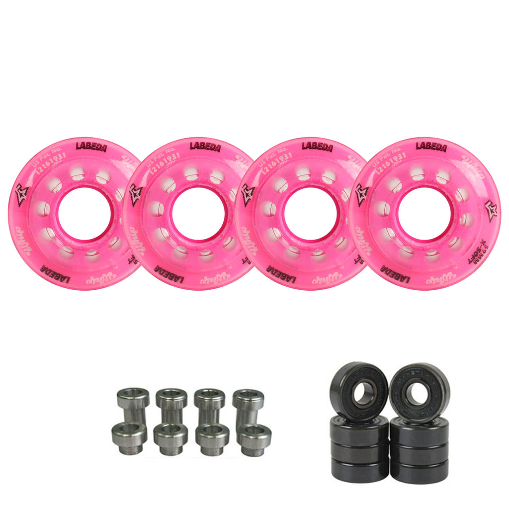 Labeda Whips Roller Hockey Wheels - Pink X-Soft 59mm - 4-Pack with Evo ...
