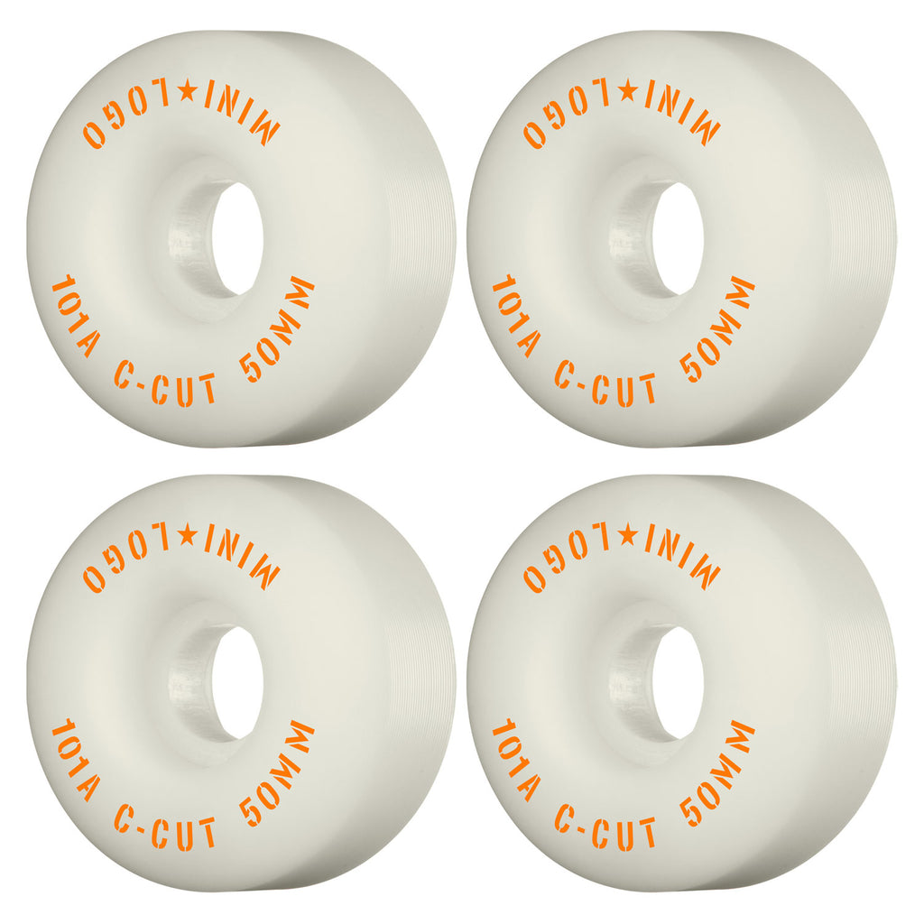 Mini Logo Skateboard Wheels 50mm C-Cut 101A White – TGM Skateboards