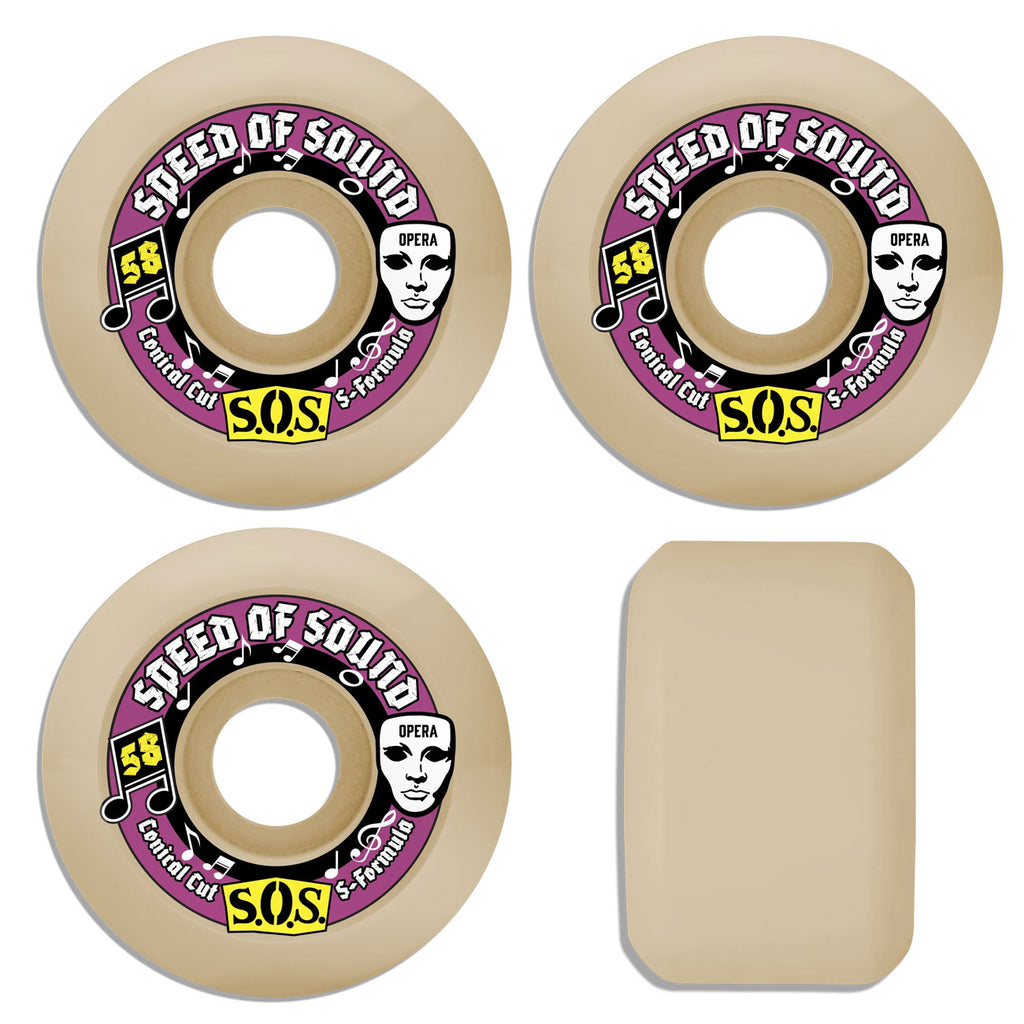 Opera Skateboard Wheels SOS Mezzo Hardline Conical 101A White 58mm ...