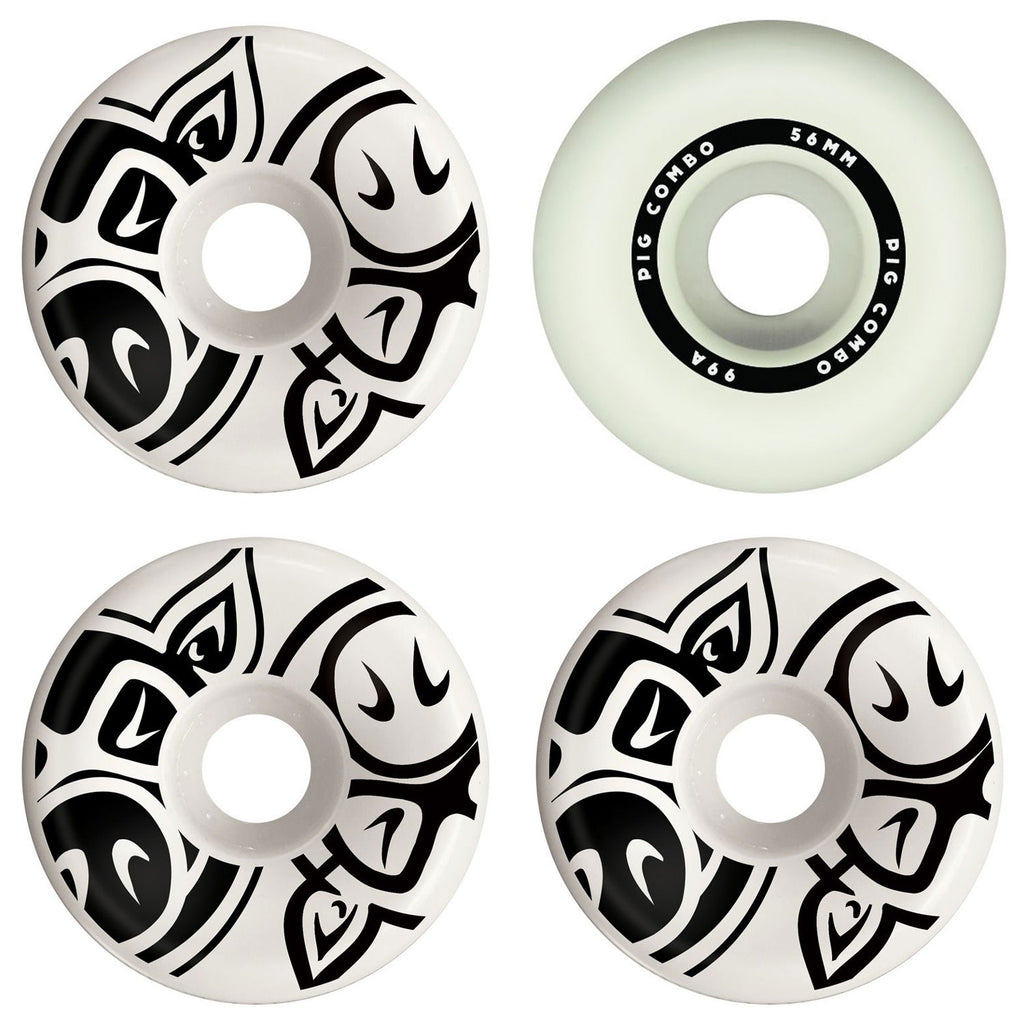 Pig Skateboard Wheels 56mm Pig Combo 99A White/Black – TGM Skateboards