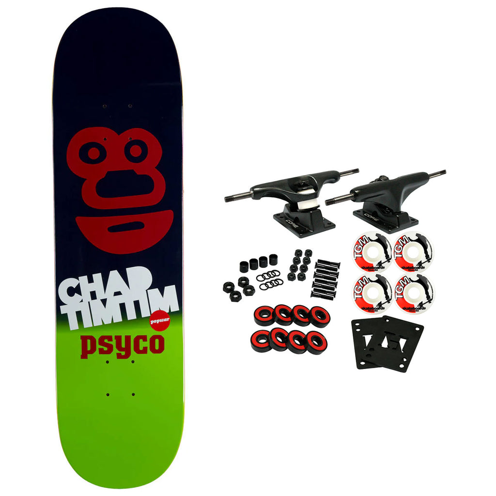 Popwar Heritage Skateboard Complete Chad Tim Tim Psycho 8.5" x 32 ...