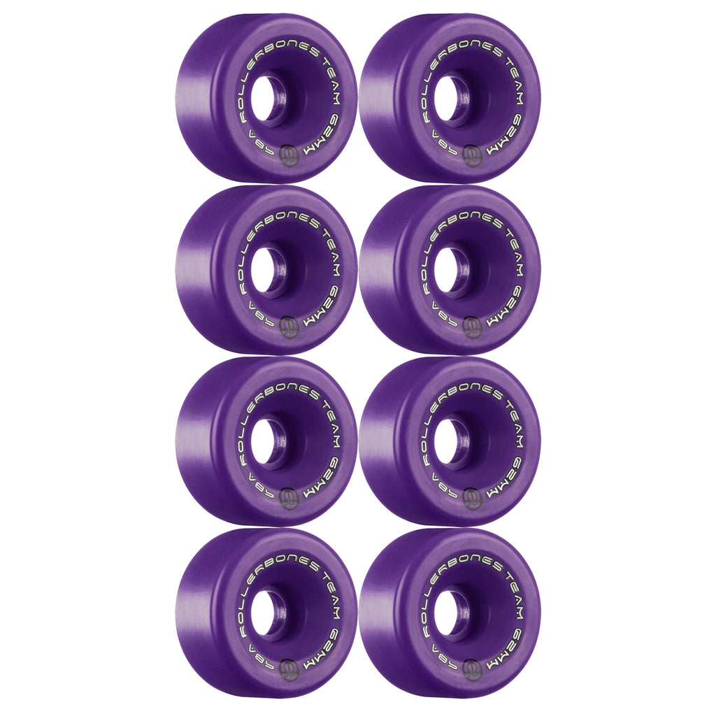 Rollerbones Quad Skate Wheels 62mm x 30mm Logo 98A 8-Pack Purple – TGM ...