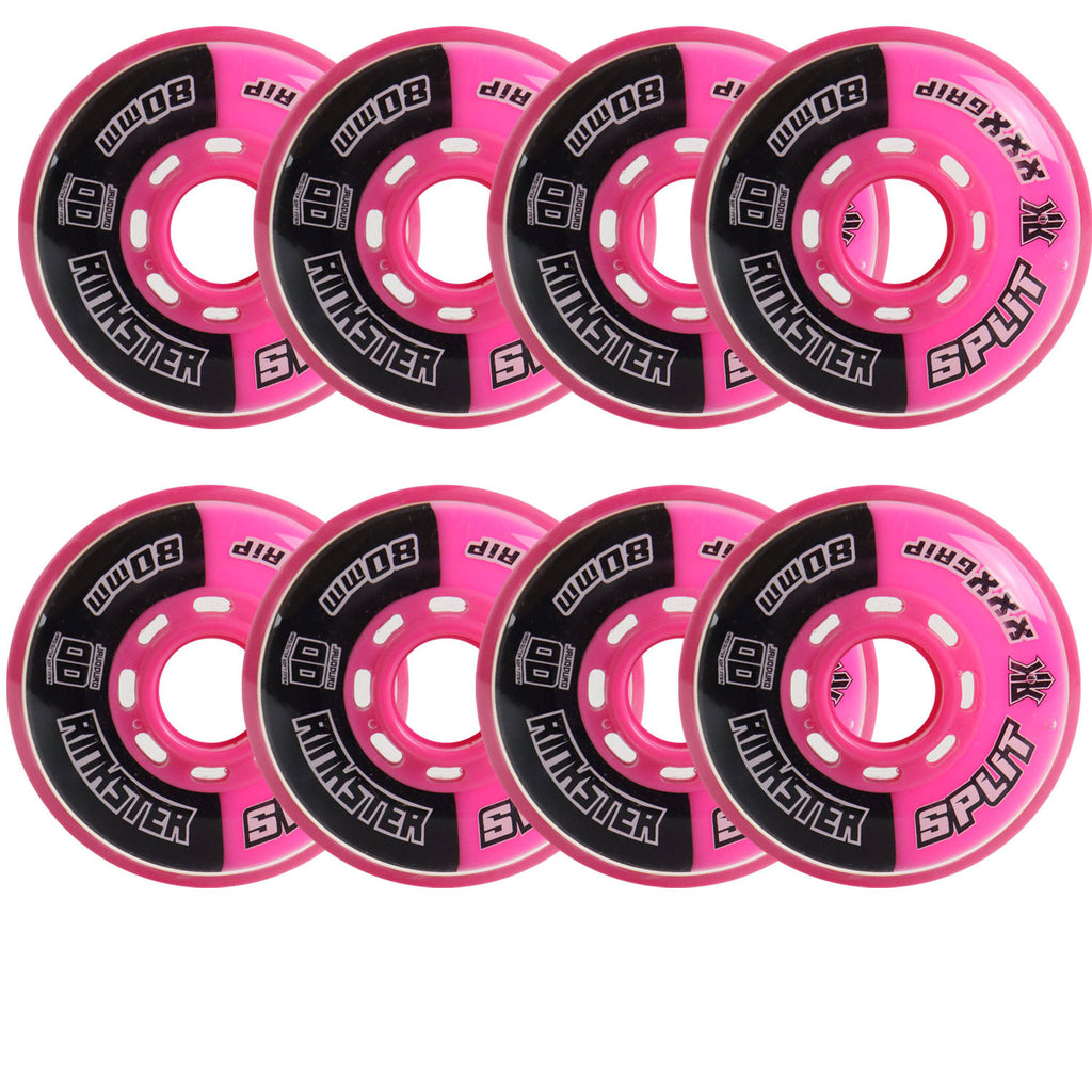 Rink Rat Roller Hockey Wheels Rinkster Split 80mm XXX Grip Black/Pink ...