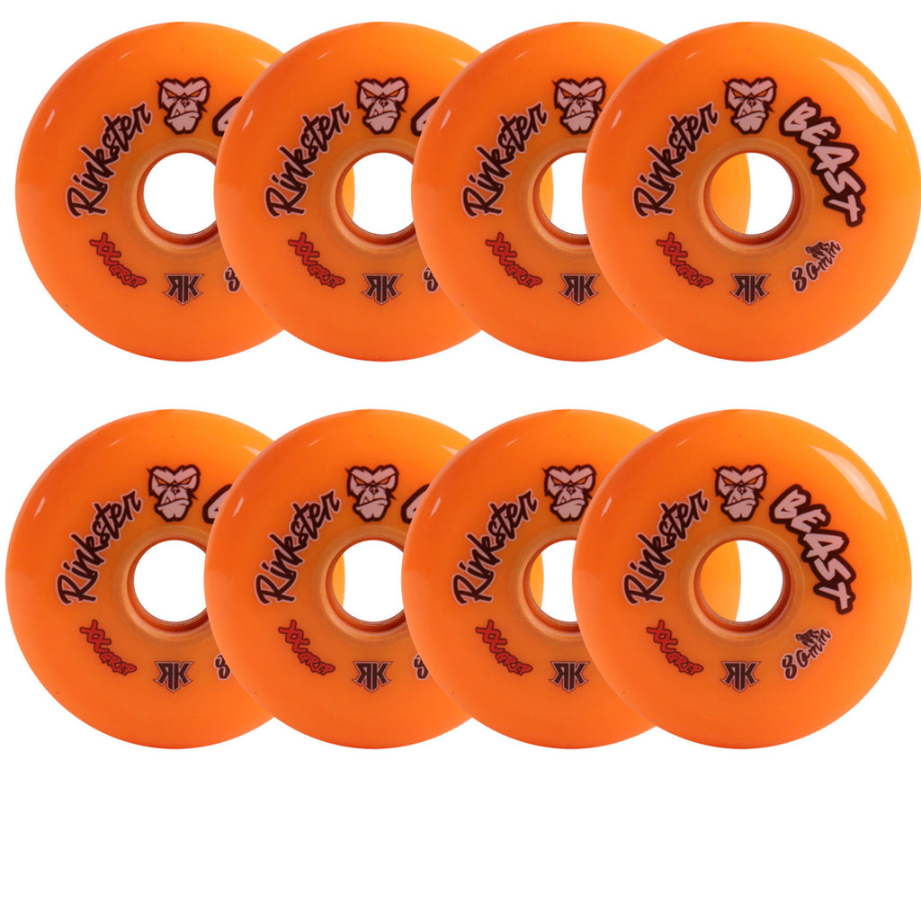 Rink Rat Roller Hockey Wheels Rinkster Beast 80mm XX Grip Orange 8-Pac ...