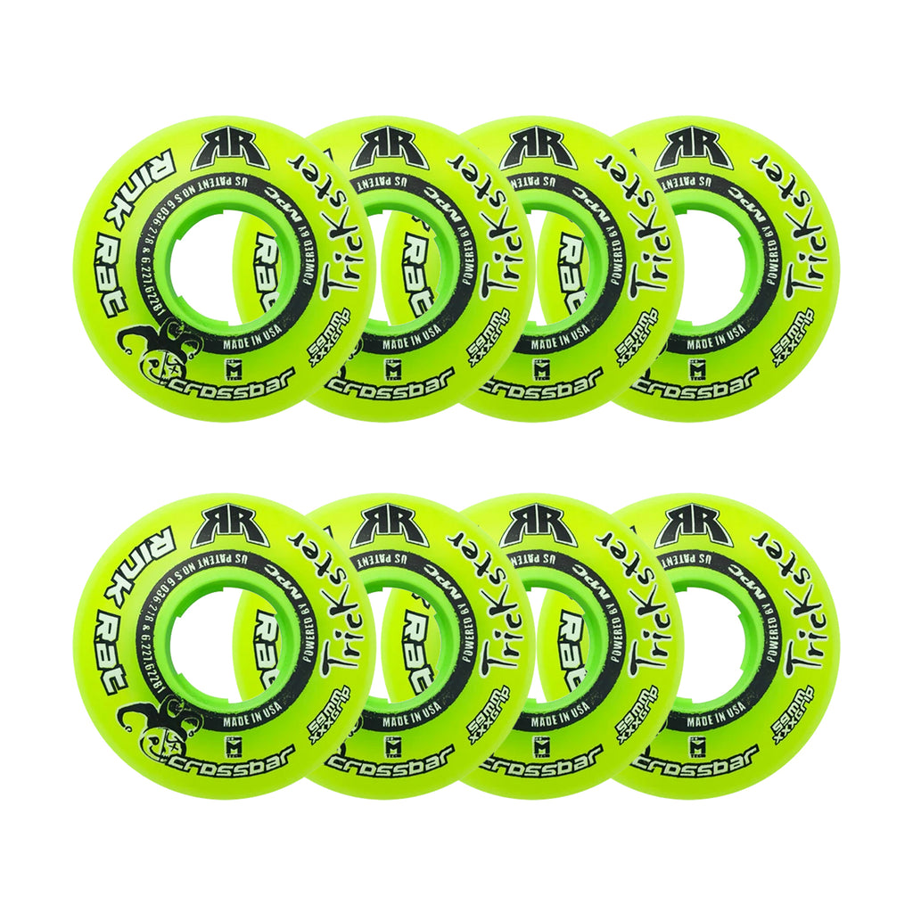 Rink Rat Roller Hockey Wheels - Trickster Crossbar 59mm 76A Green/Blac ...