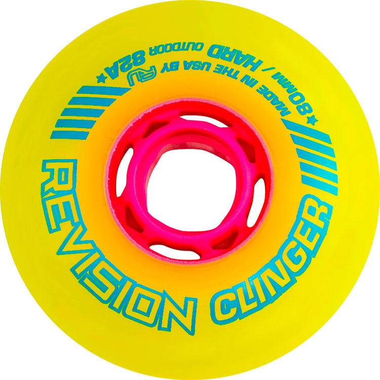 Revision Roller Hockey Wheels Outdoor 80mm Clinger 82A Yellow Single W ...
