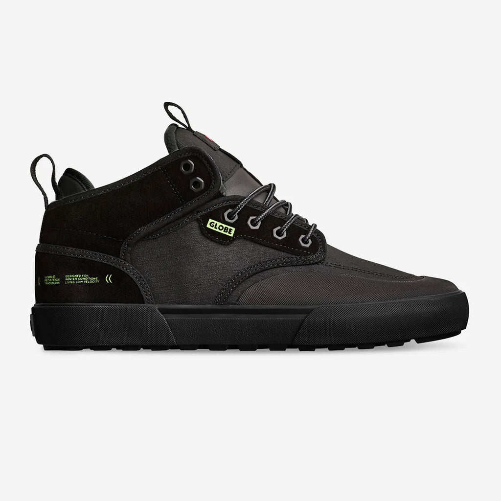 Globe Skateboard Shoes Motley Mid Black/Lime/Summit – TGM Skateboards