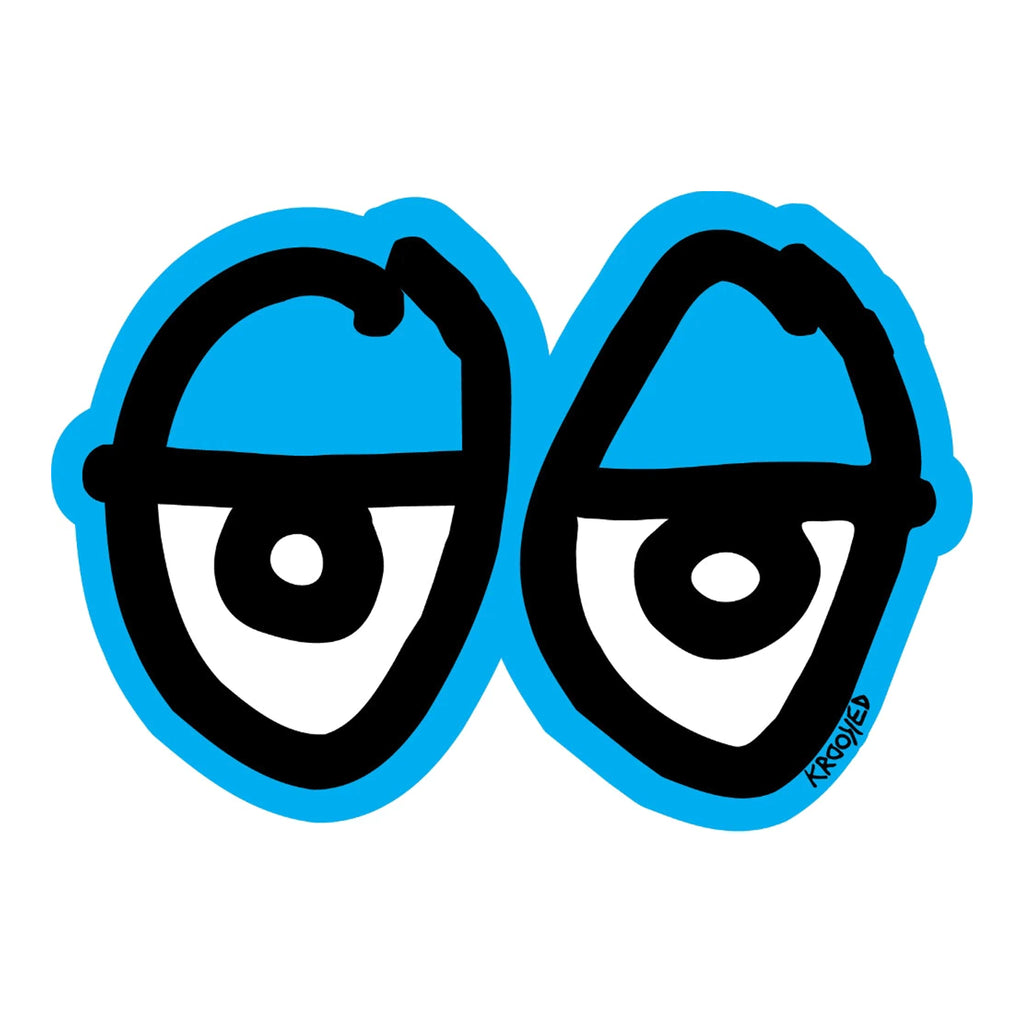 Krooked Skateboard Sticker Die Cut Eyes Blue 11" x 7.75" – TGM Skateboards