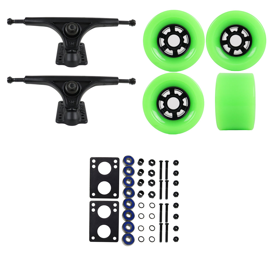Slant Longboard Trucks with Extra Large Wheels, Abec 7 Bearings, Hardw ...