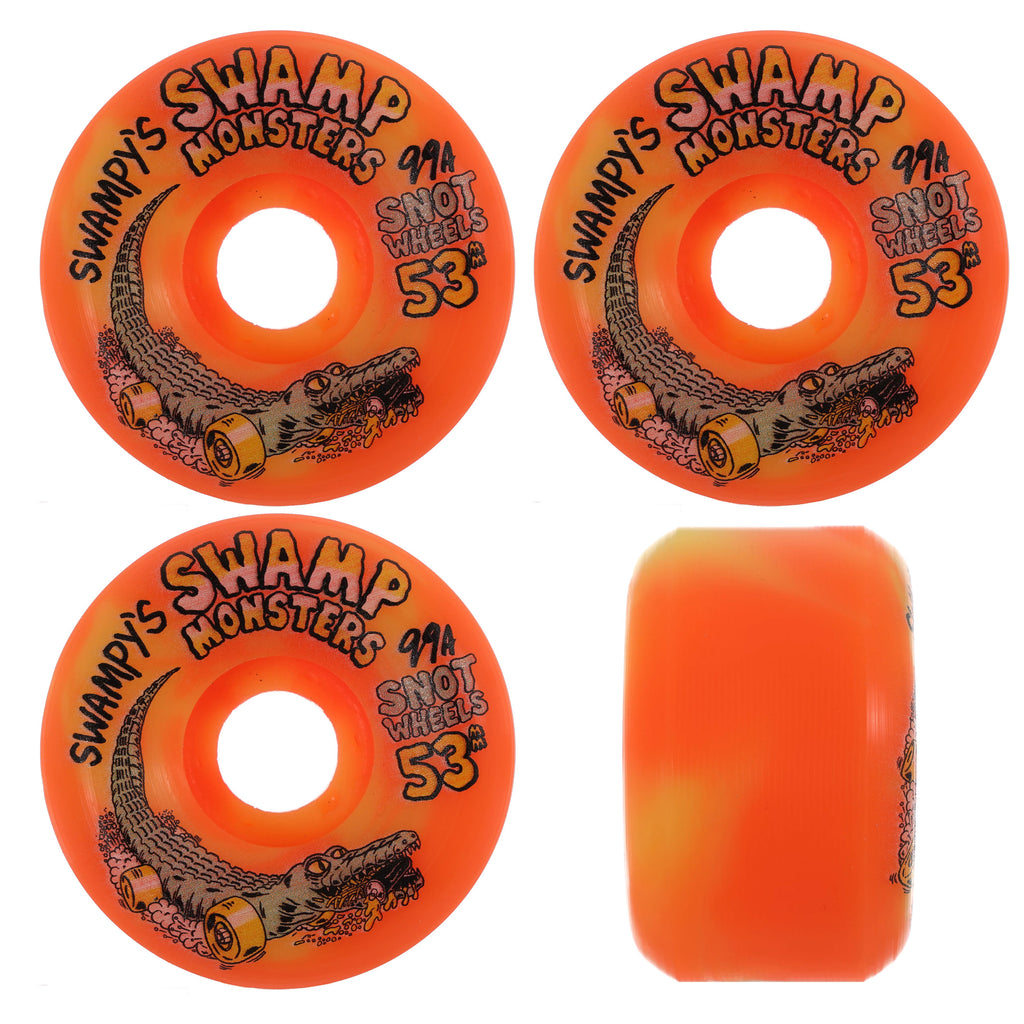 Snot Wheel Co. Skateboard Wheels 53mm Swamp Monster 99A Yellow/Orange ...