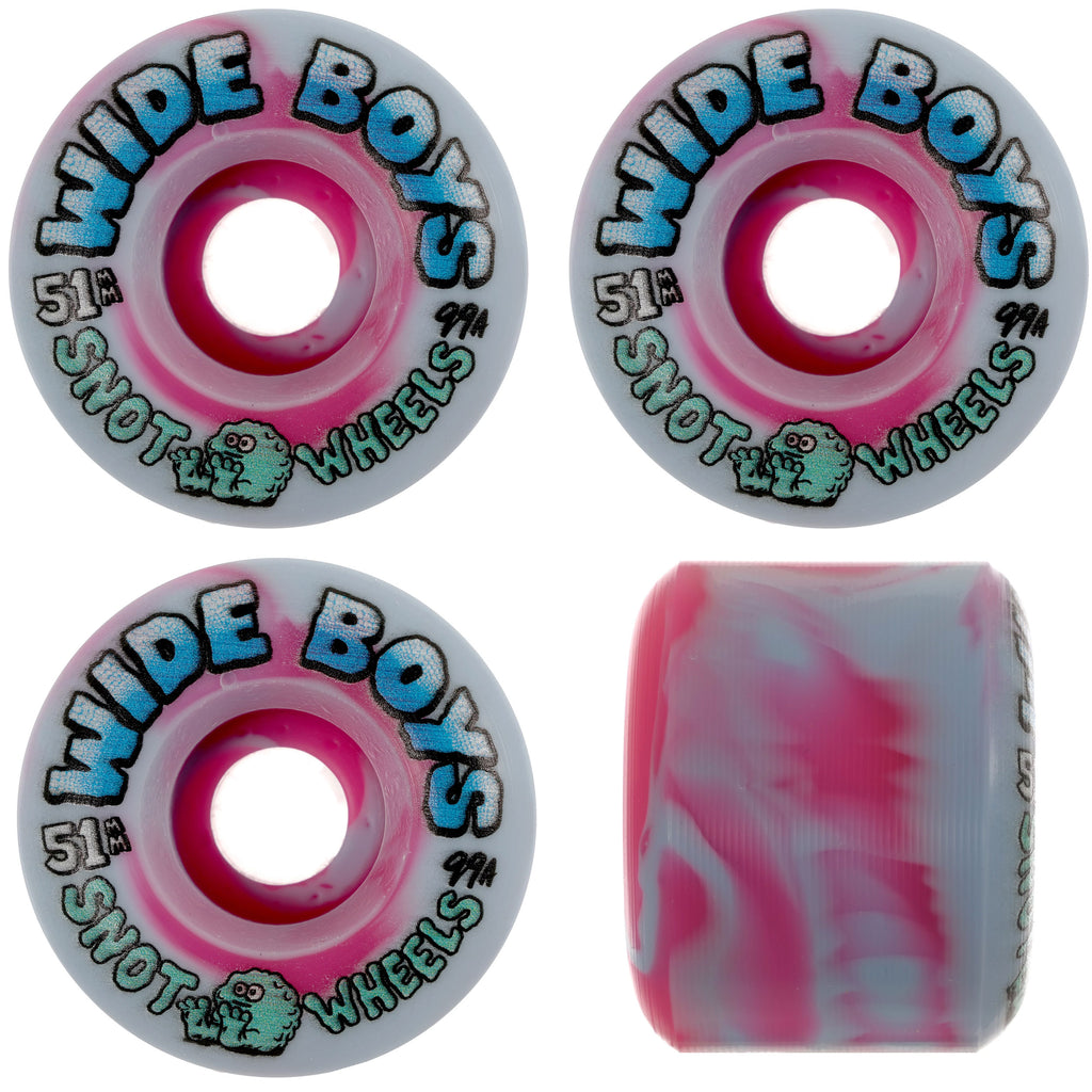 Snot Wheel Co. Skateboard Wheels 51mm Wide Boys 99A Ice/Pink Swirl ...