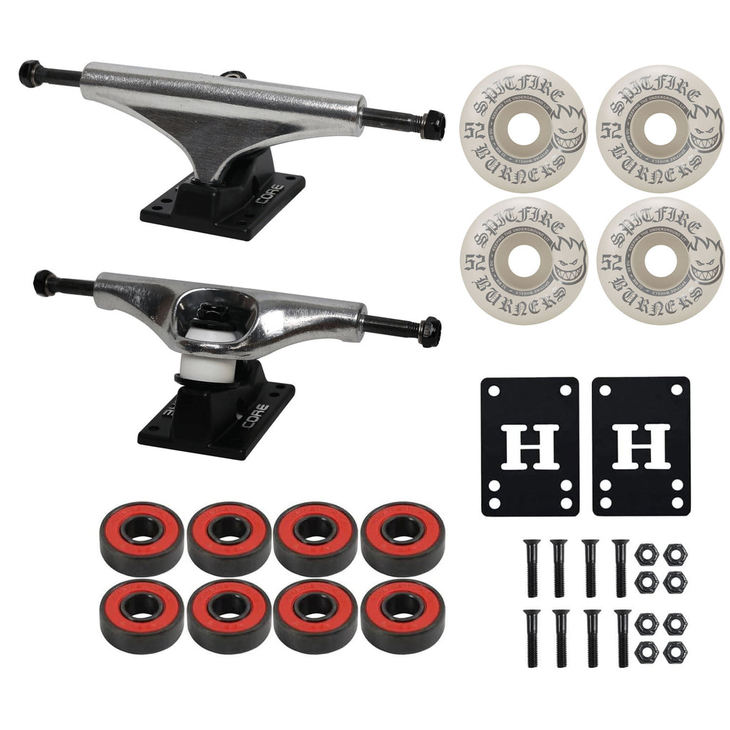 Core Hollow Skateboard Trucks 8.0" + 52mm Spitfire Burners Wheels, Abe ...