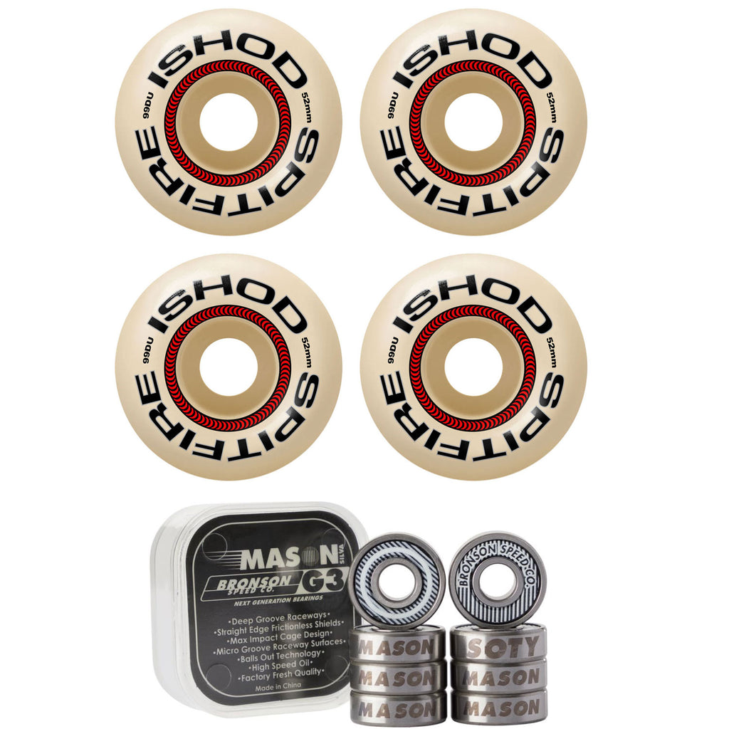 Spitfire Skateboard Wheels 53mm F4 99A Ishod Lock-In Classic with Bron ...