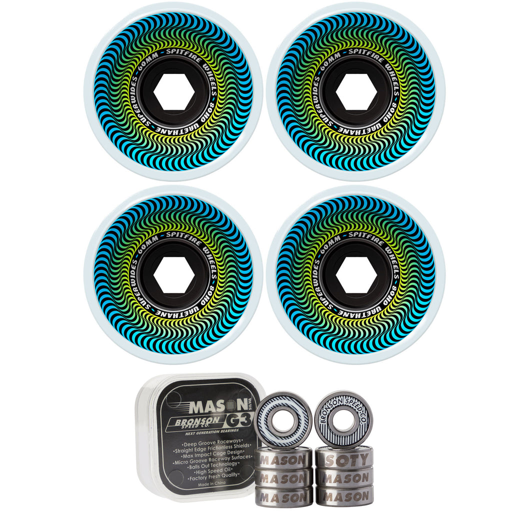 Spitfire Skateboard Wheels 80HD Superwides 60mm Ice Grey with Bronson ...