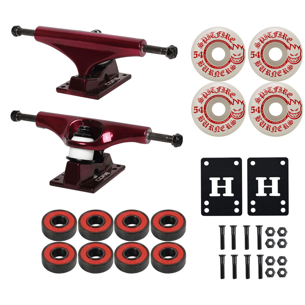 Core Hollow Skateboard Trucks 7.75" + 54mm Spitfire Burners Wheels, Ab ...